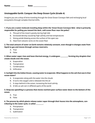 Unstoppable Earth: Conquer the Deep Ocean Cycle (Grade 4) - Free ...