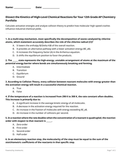 Chemical Reactions Worksheets | Sheetworks